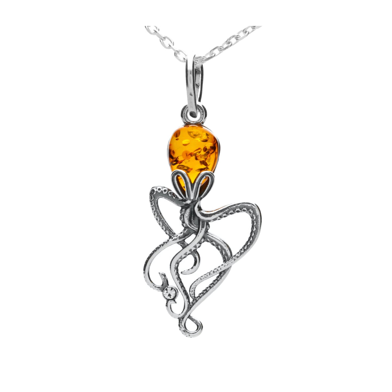 Beautiful Amber Octopus Necklace – Shooting Star Cornwall